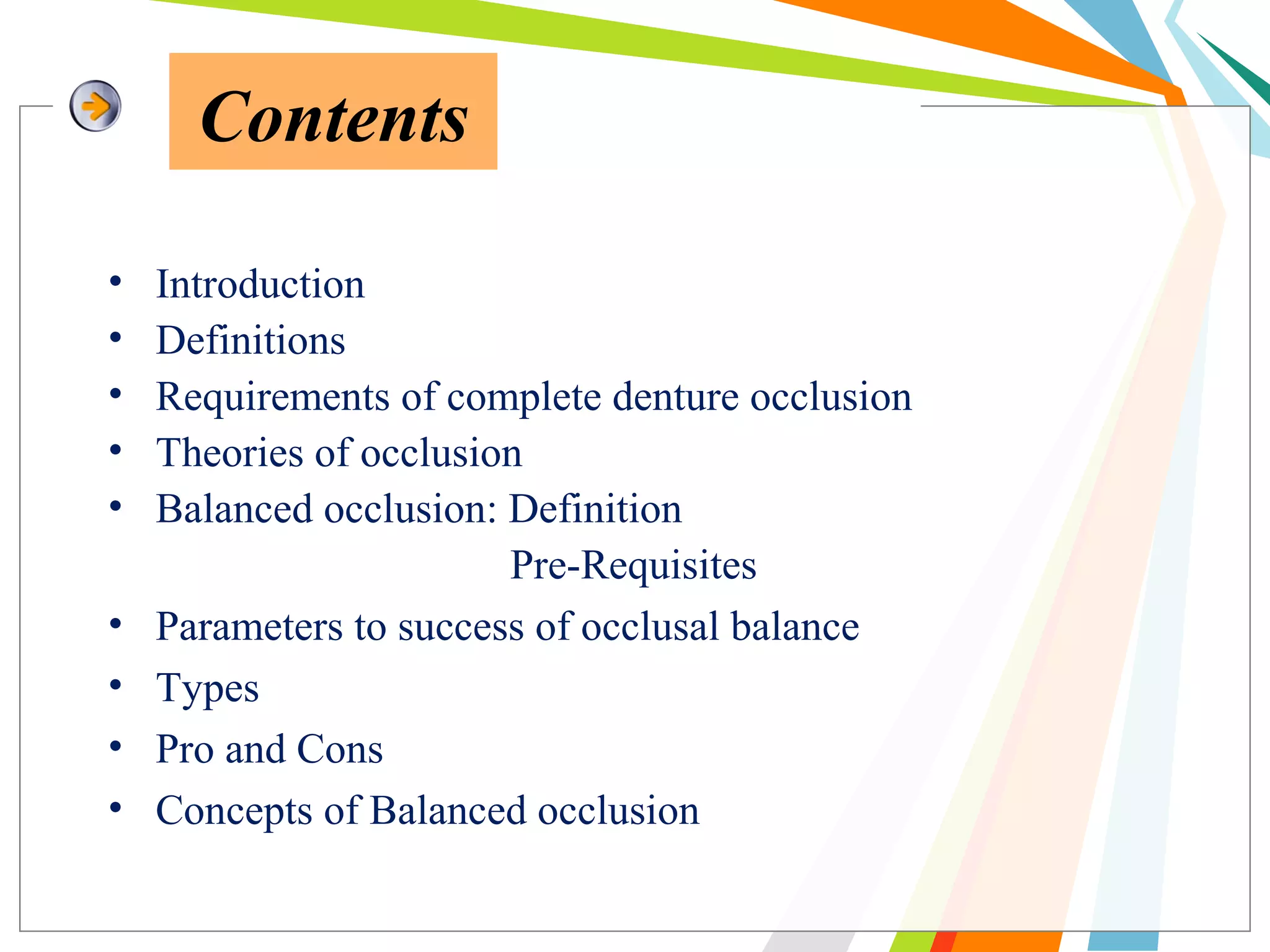 Balanced occlusion and its importance | PPT