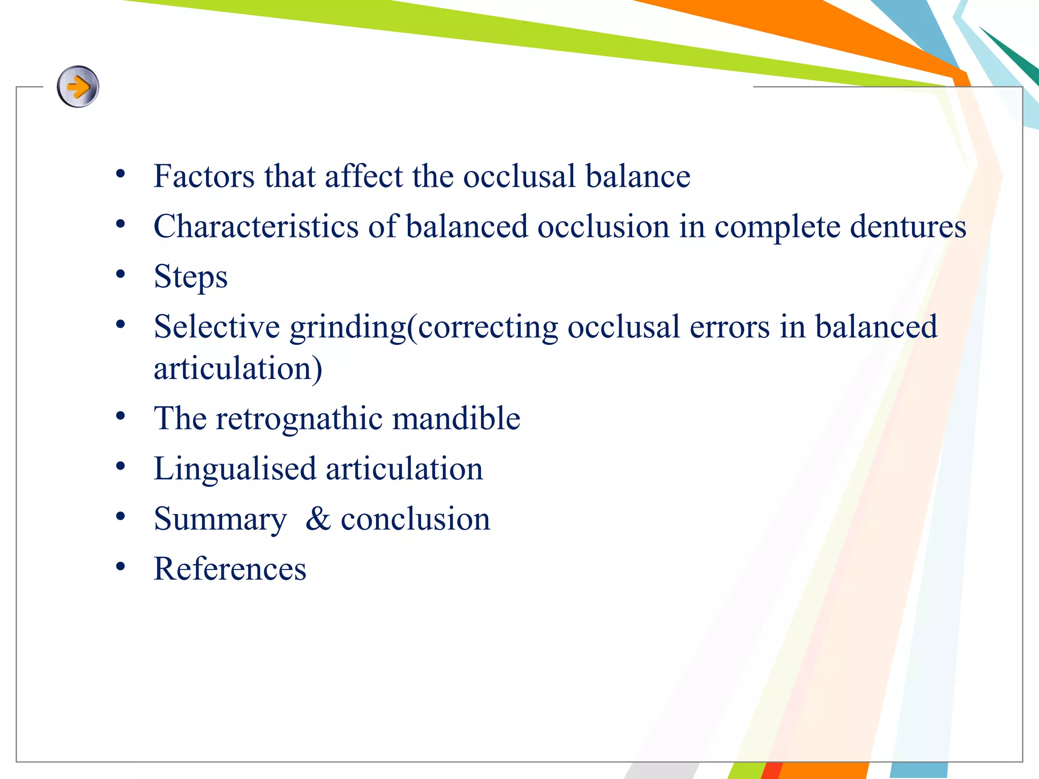 Balanced occlusion and its importance | PPT