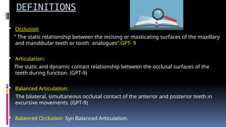 BALANCED OCCLUSION in complete denture prosthodontics | PPTX