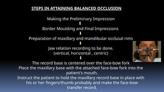 BALANCED OCCLUSION in complete denture prosthodontics | PPTX