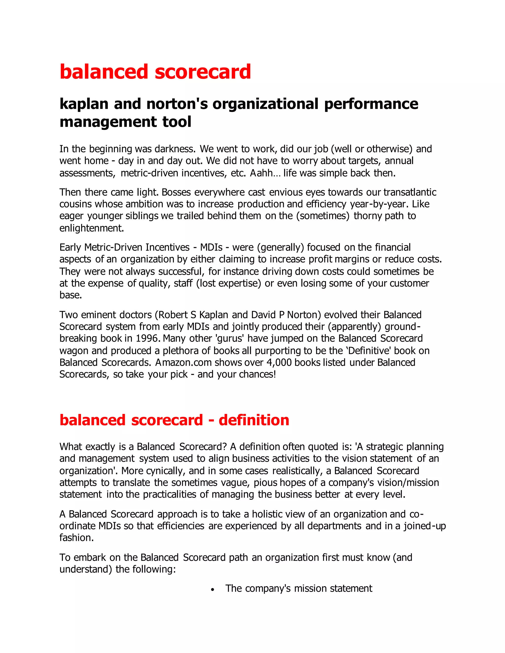 Balanced scorecard | DOCX
