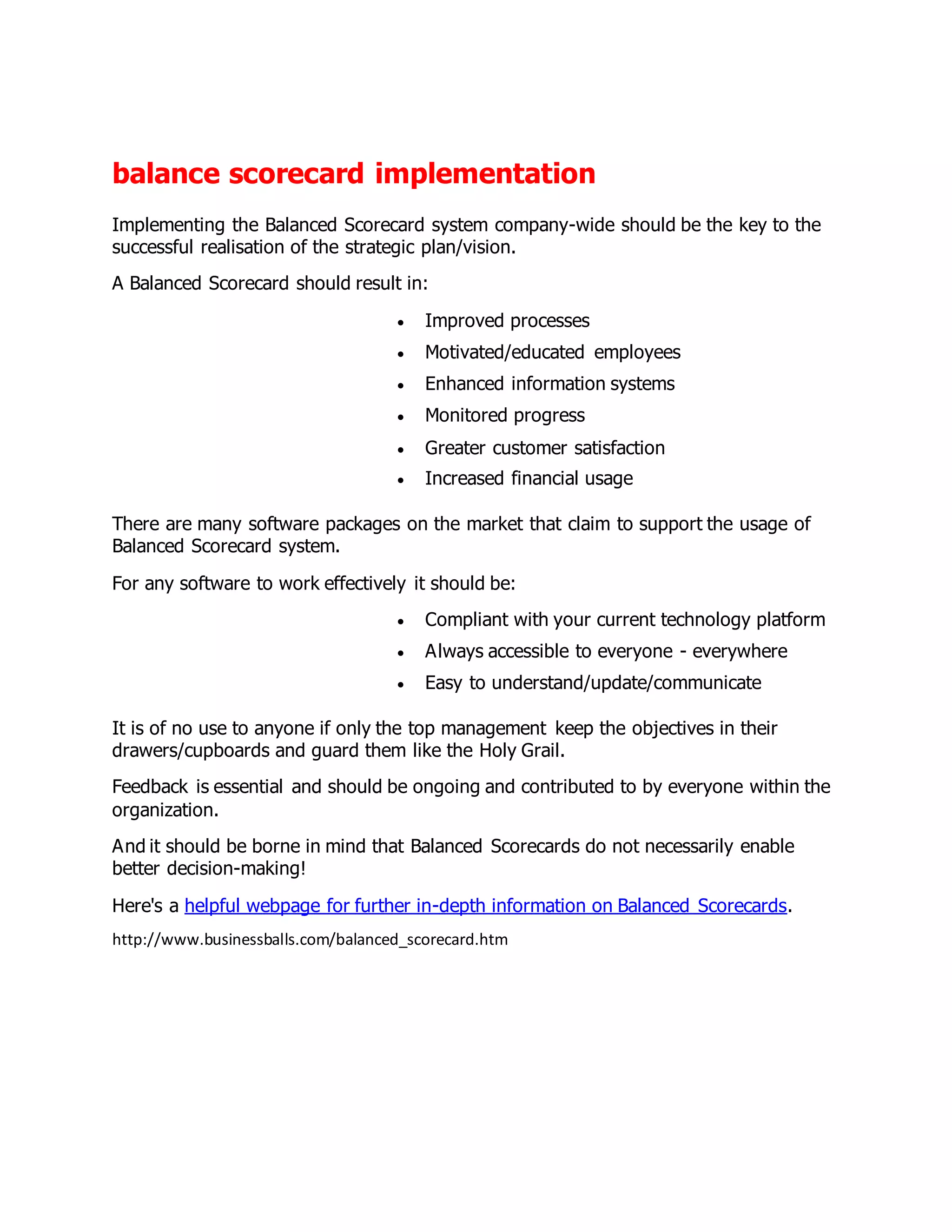 Balanced scorecard | DOCX