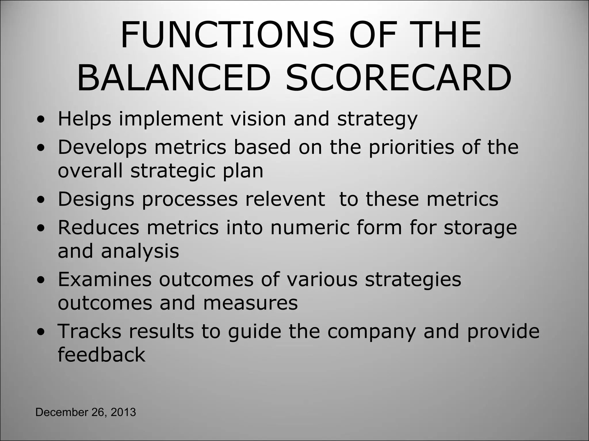 Balanced score card a tool of performance management- presentation | PPT