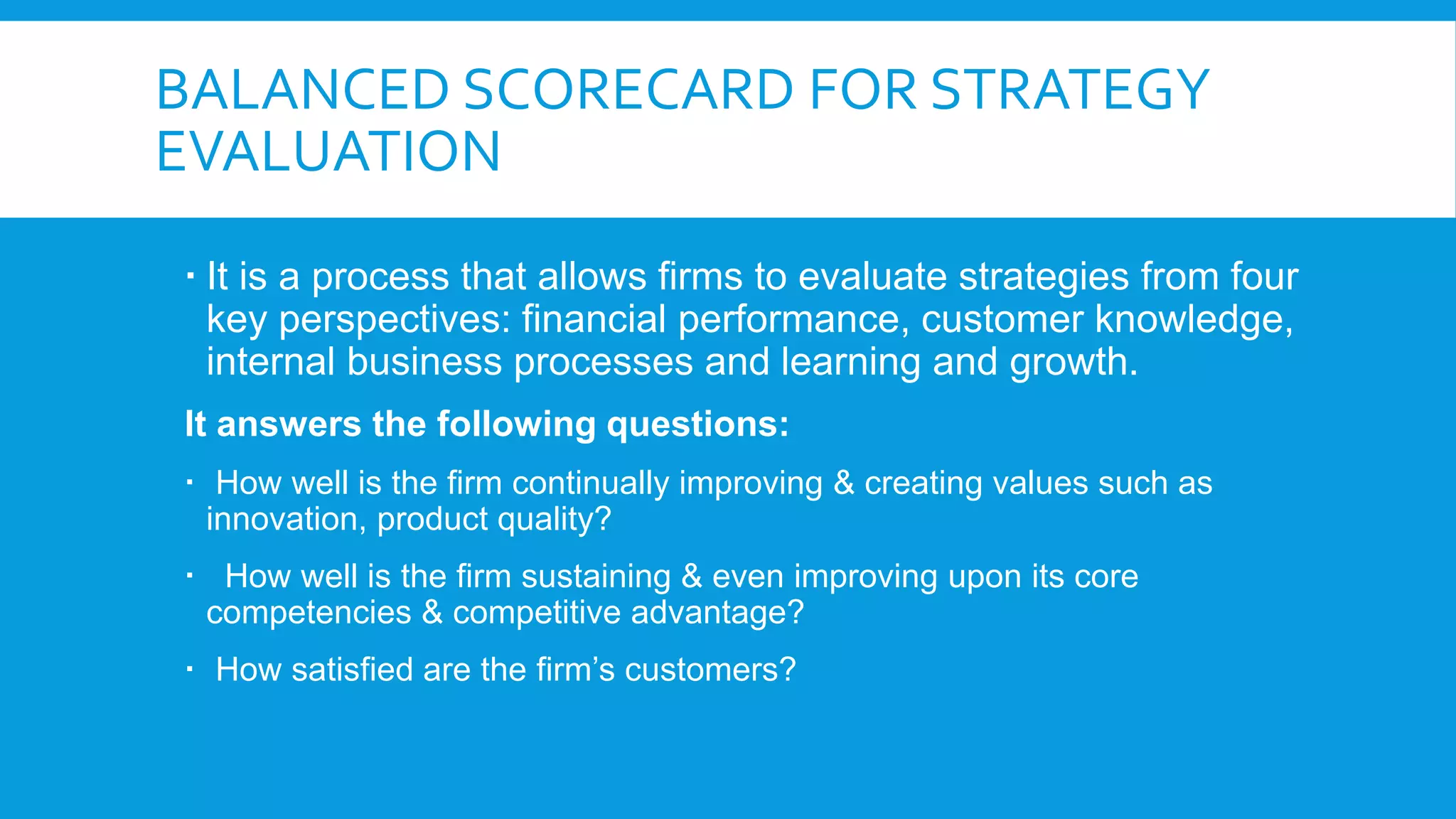 Balanced score card for strategy evaluation | PPTX