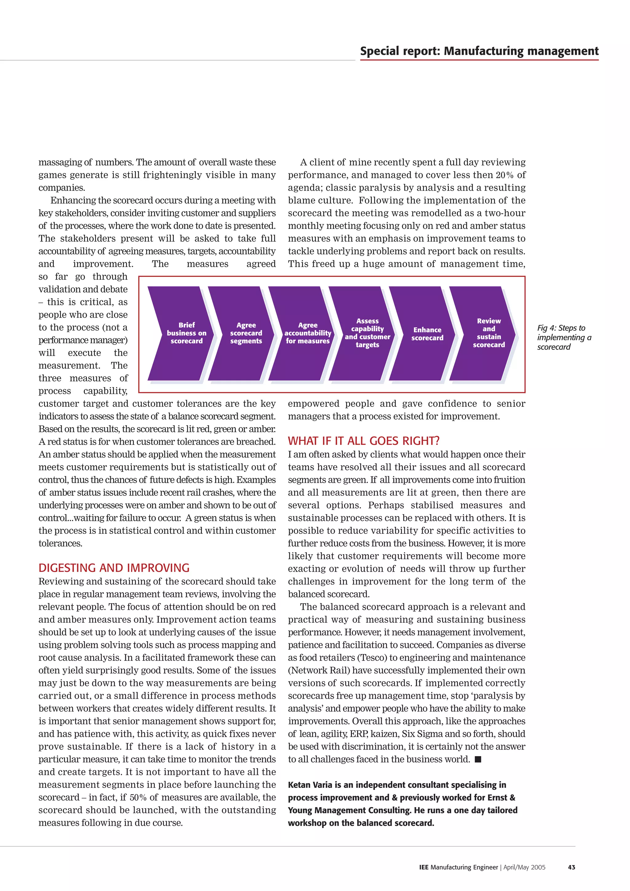 The Balance Scorecard: Presentation to the Institute of Electrical ...