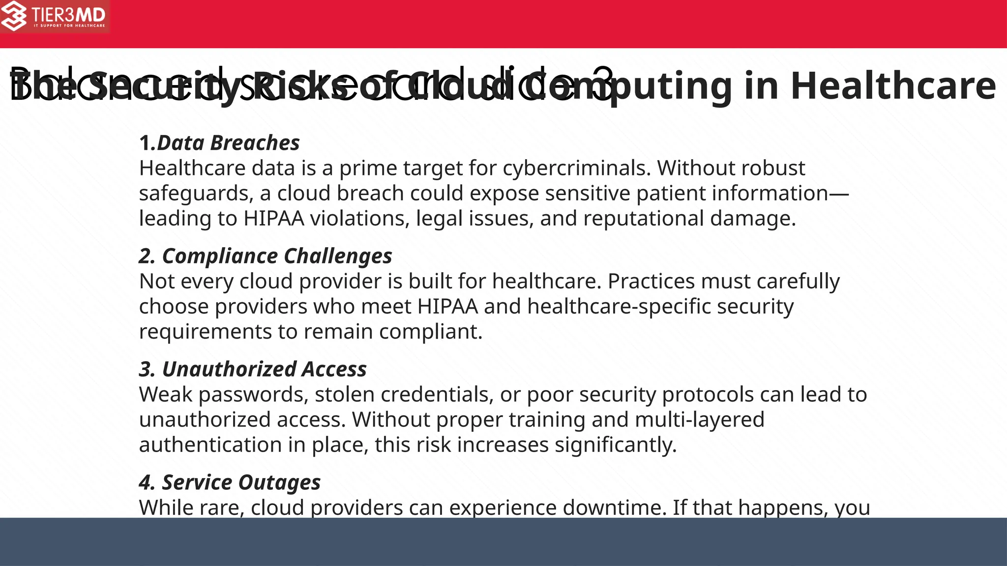 Cloud Computing in Healthcare — Benefits and Security Risks | PPTX