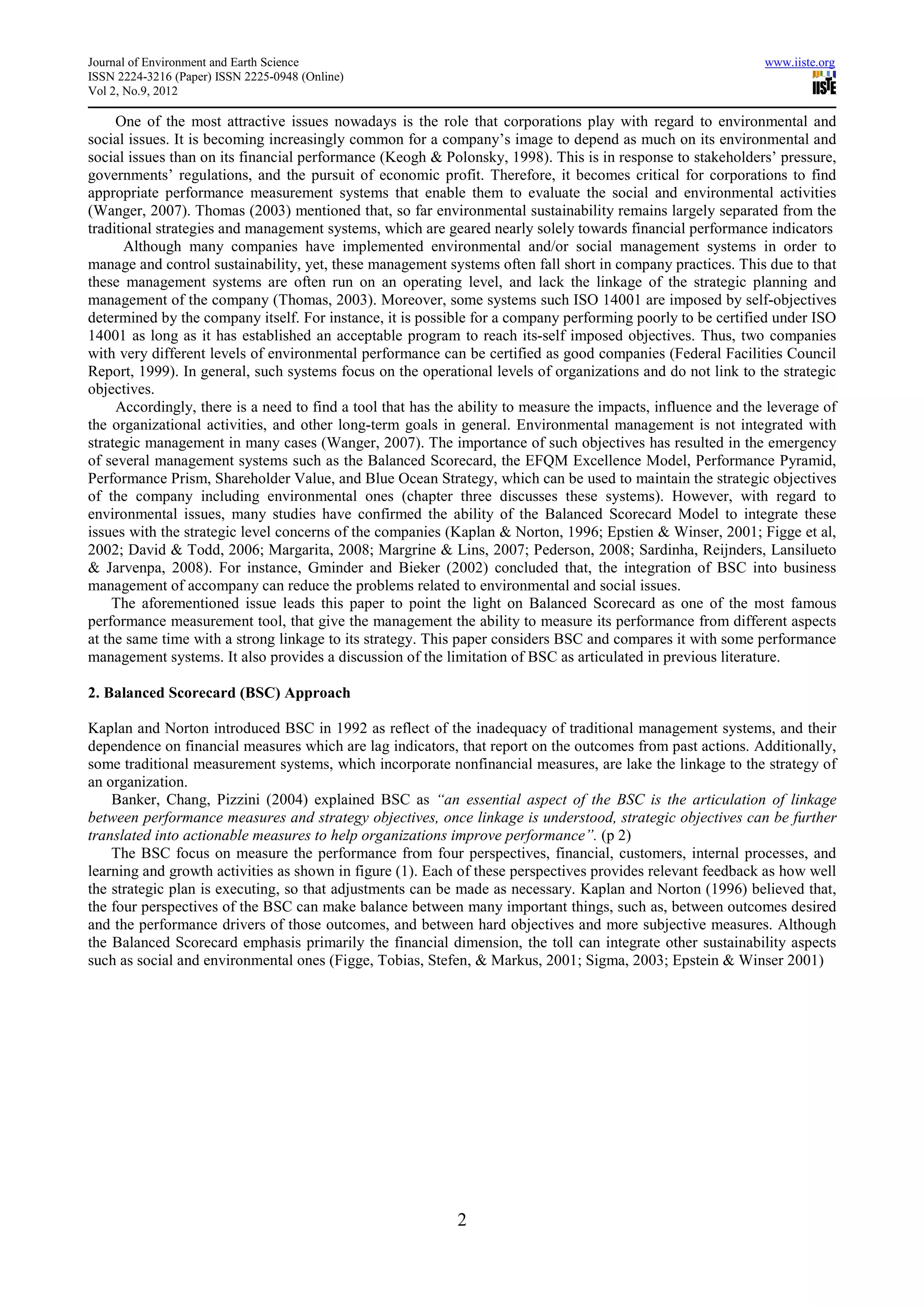 Balanced scorecard weaknesses, strengths, and its ability as ...