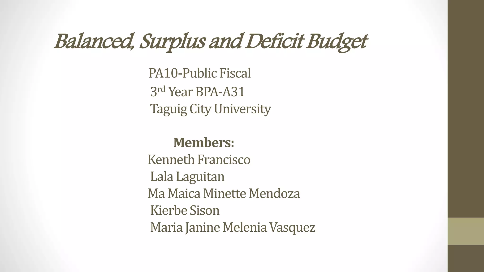 Balanced Surplus and Deficit Budget | PPTX Balanced Surplus and Deficit Budget | PPTX