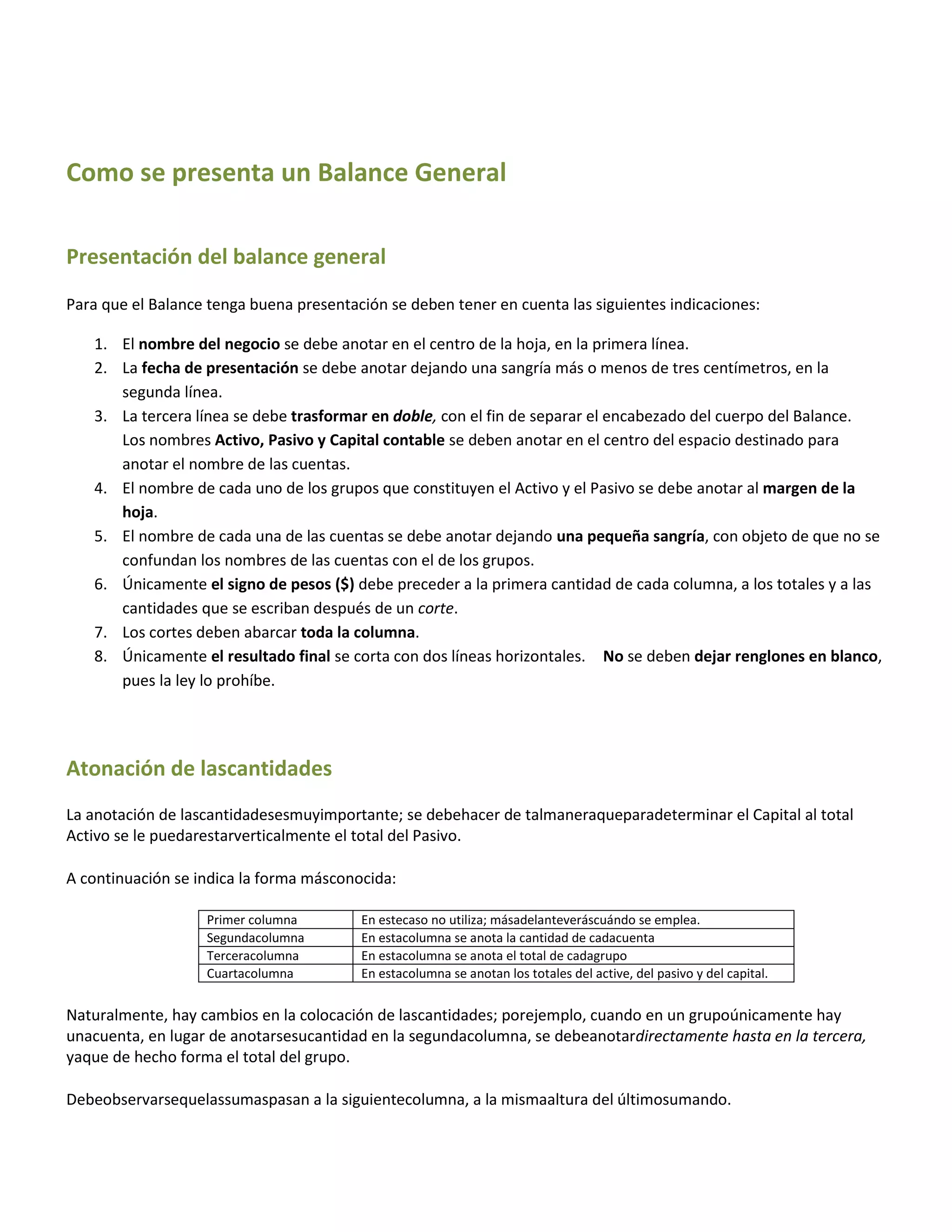 Como se presenta un Balance General | DOCX