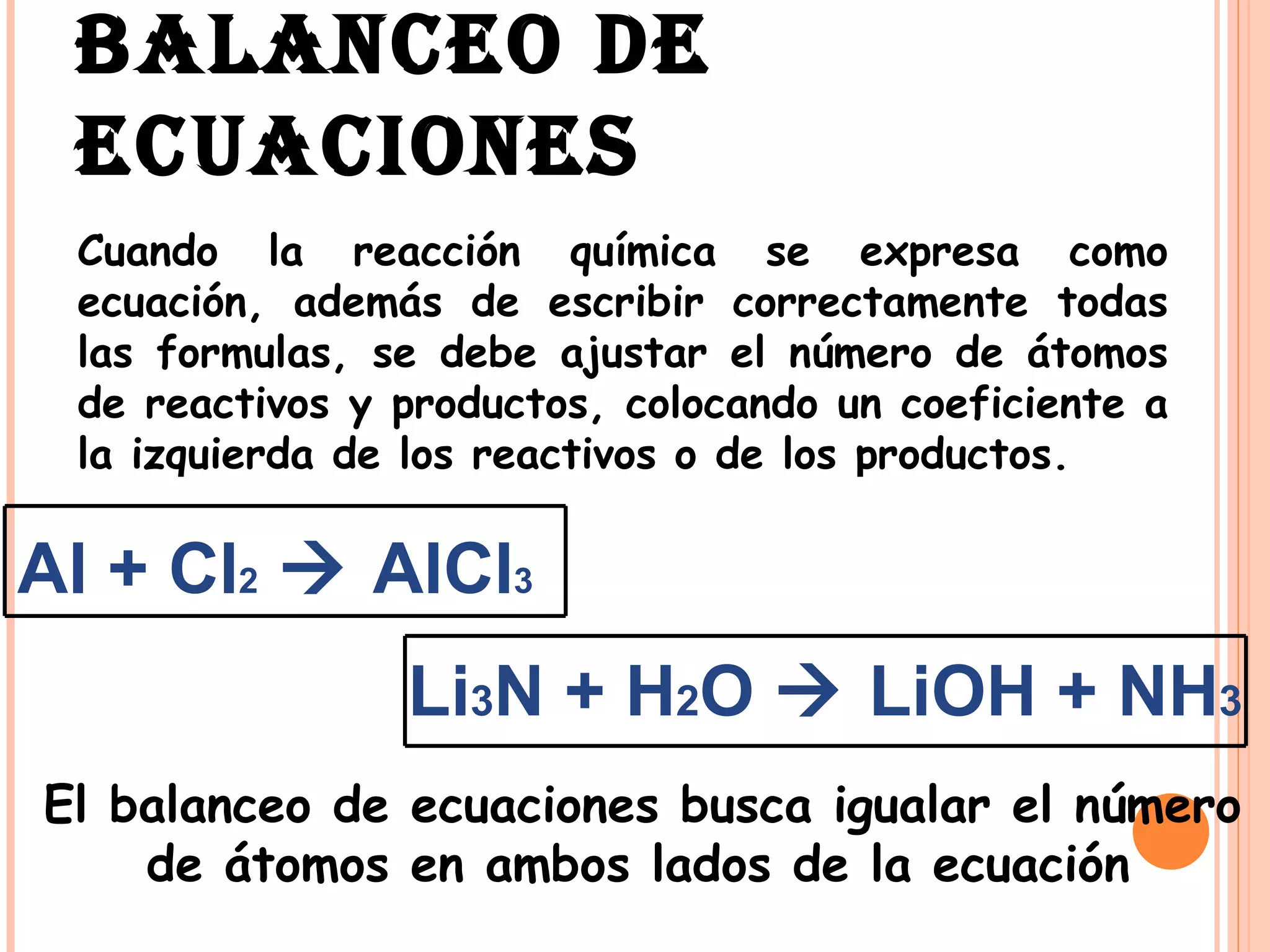 Balanceo de ecuaciones | PPT