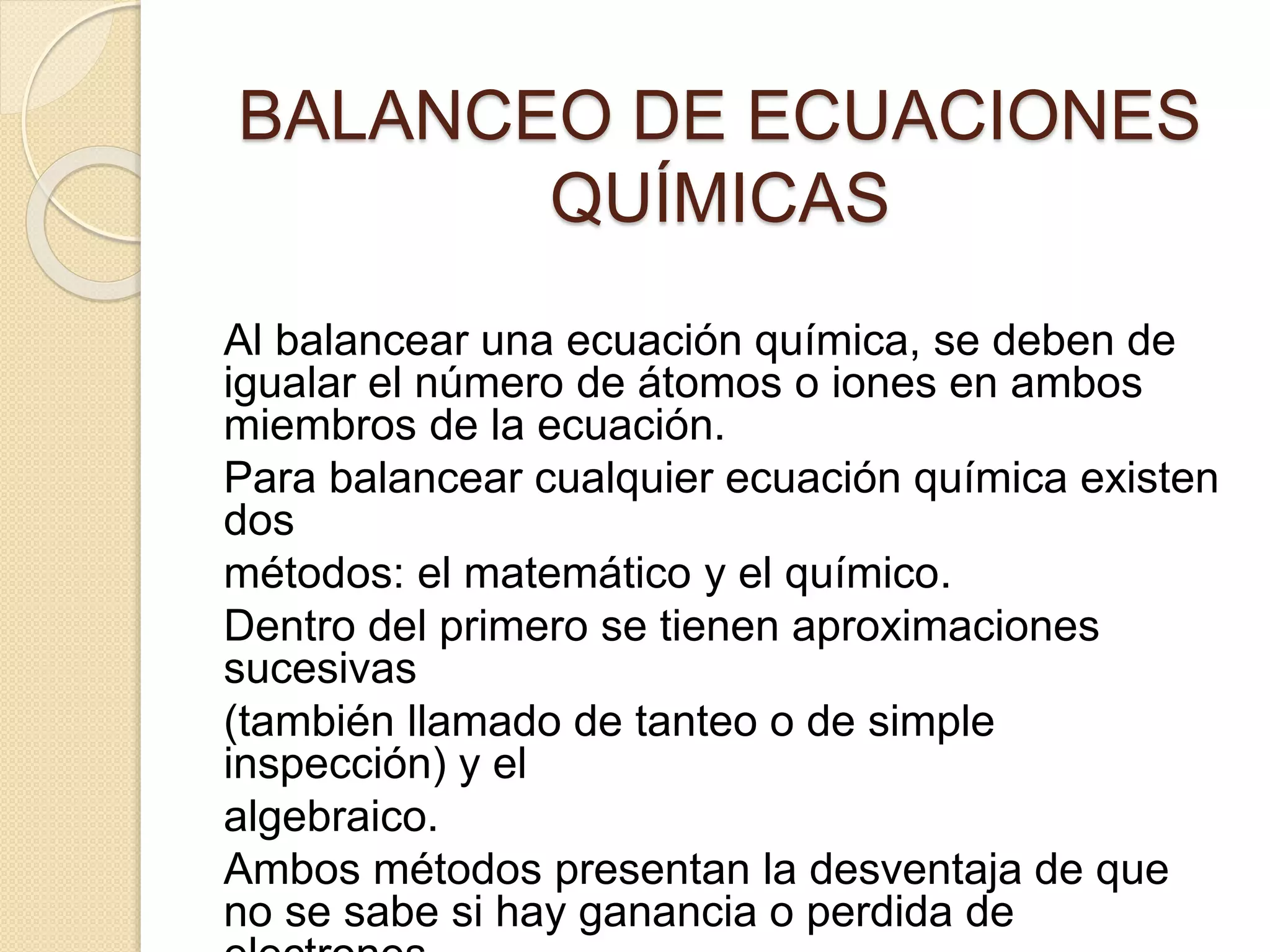 Balanceo de ecuaciones de óxido –reduccion | PPTX