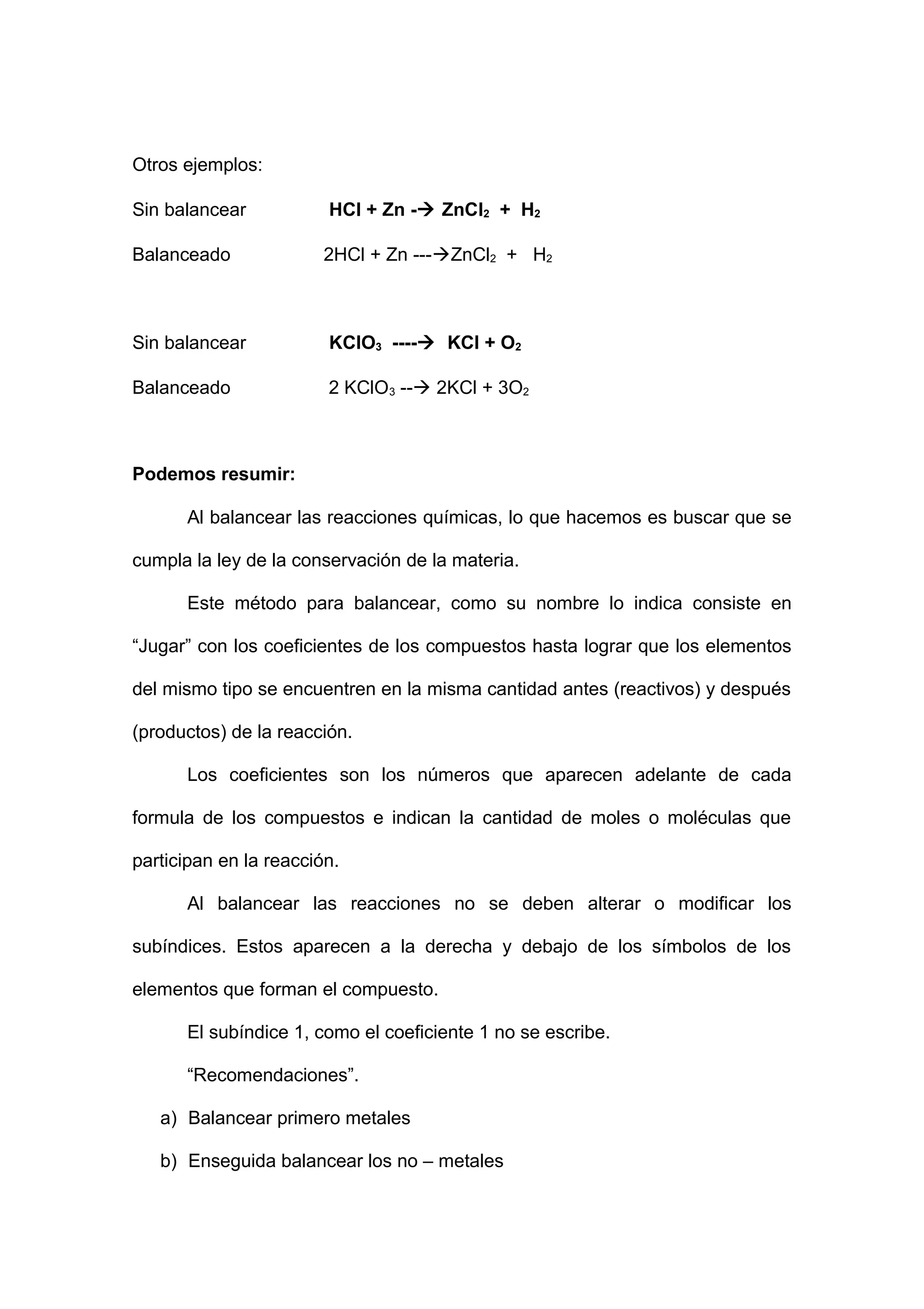 +Balanceo de ecuaciones quimicas | PDF
