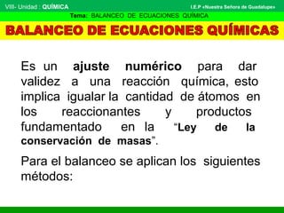 Balanceo de ecuaciones químicas | PPT