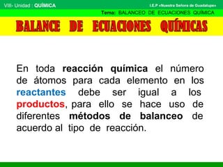 Balanceo de ecuaciones químicas i | PPT