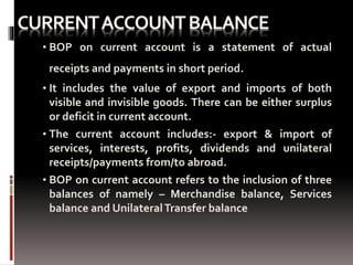 Balance of payment concept, components and trends | PPTX