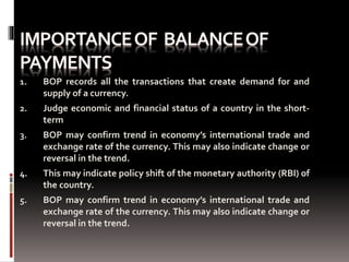 Balance of payment concept, components and trends | PPTX