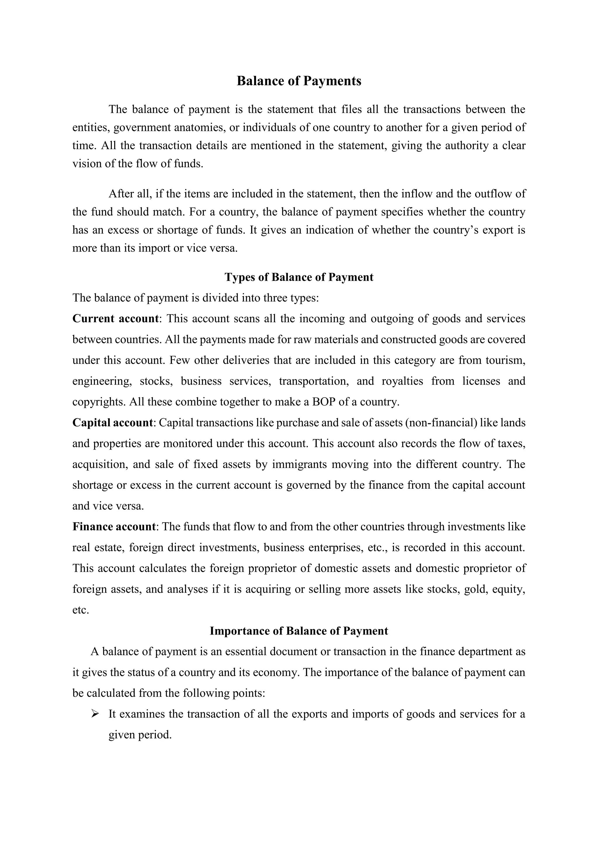 Balance of Payments (BoP).docx | Credit Cards | Personal Debt