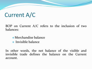 BALANCE OF PAYMENTS, COMPONENTS & ECONOMIC SURVEY | PPTX