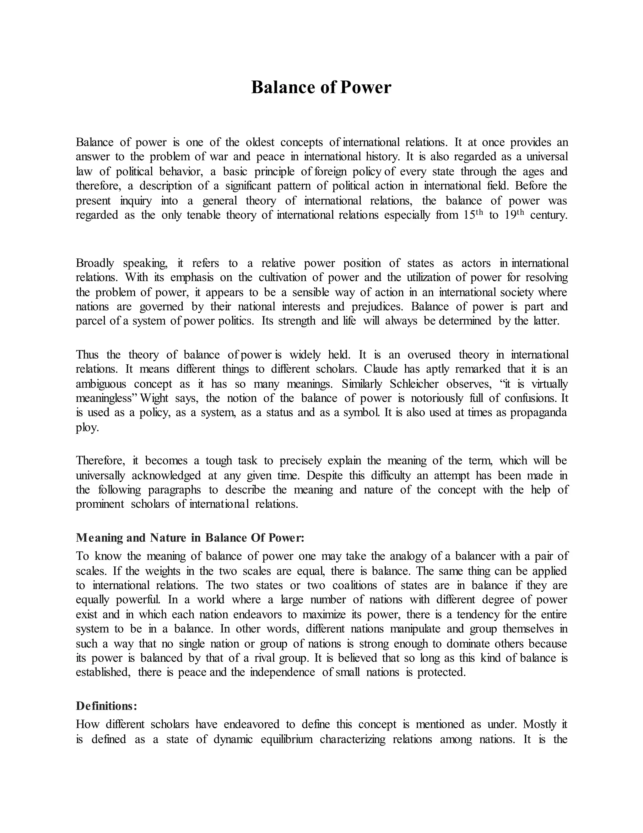 Balance of power | DOCX