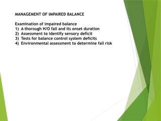 BALANCE PPT- Definition, Types, causes of impaired balance | PPTX