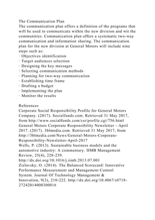 BALANCE SCORECARD AND COMMUNICATION PLAN 1BALANCE SCORECARD A.docx