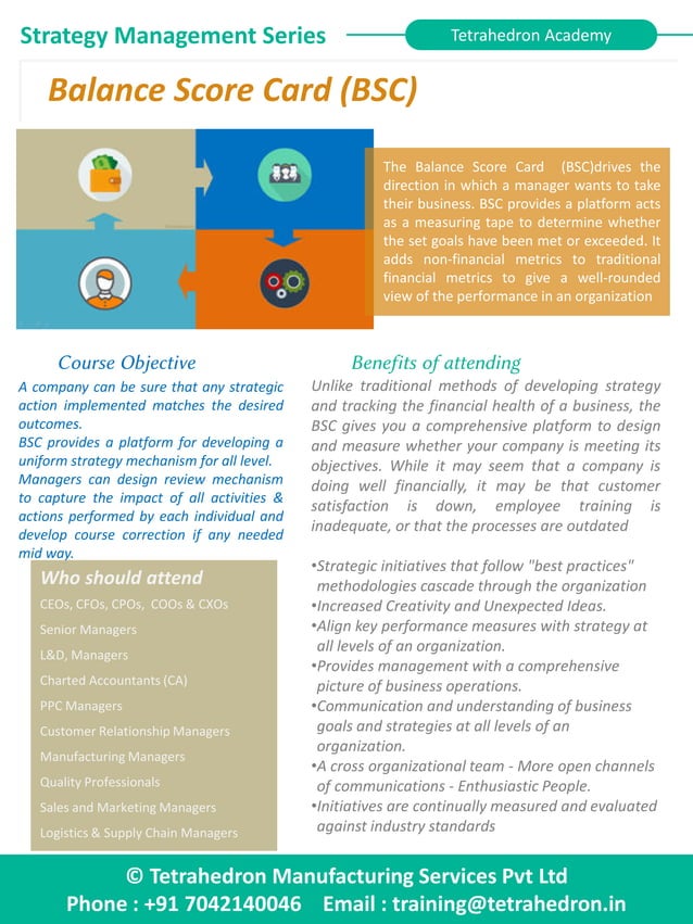 Balance Score Card (BSC) Workshop by Tetrahedron | PDF