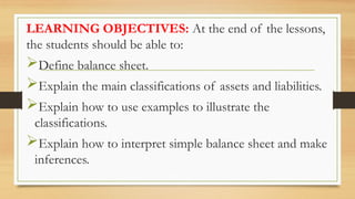 BALANCE SHEET - statement of financials | PPTX