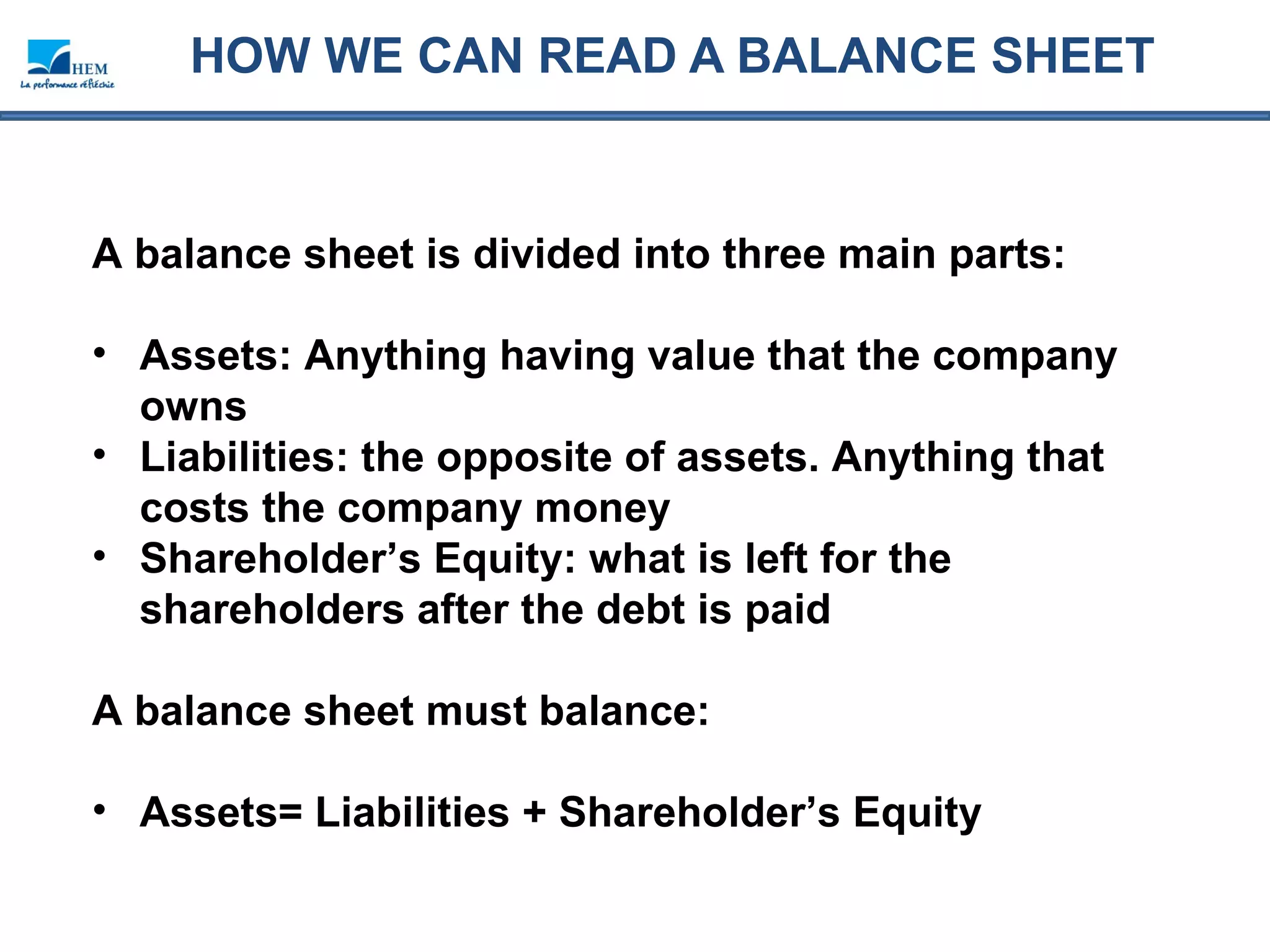Balance sheet analysis | PPT