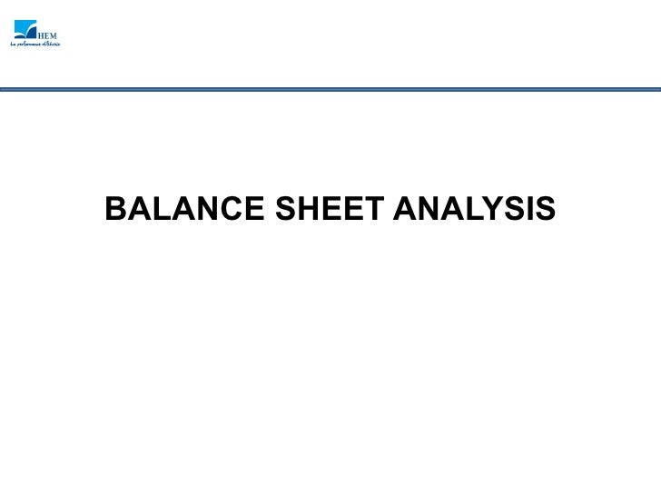 Balance sheet analysis