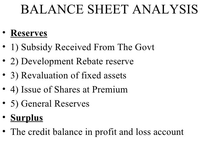 Balance Sheet Analysis Balance Sheet Analysis