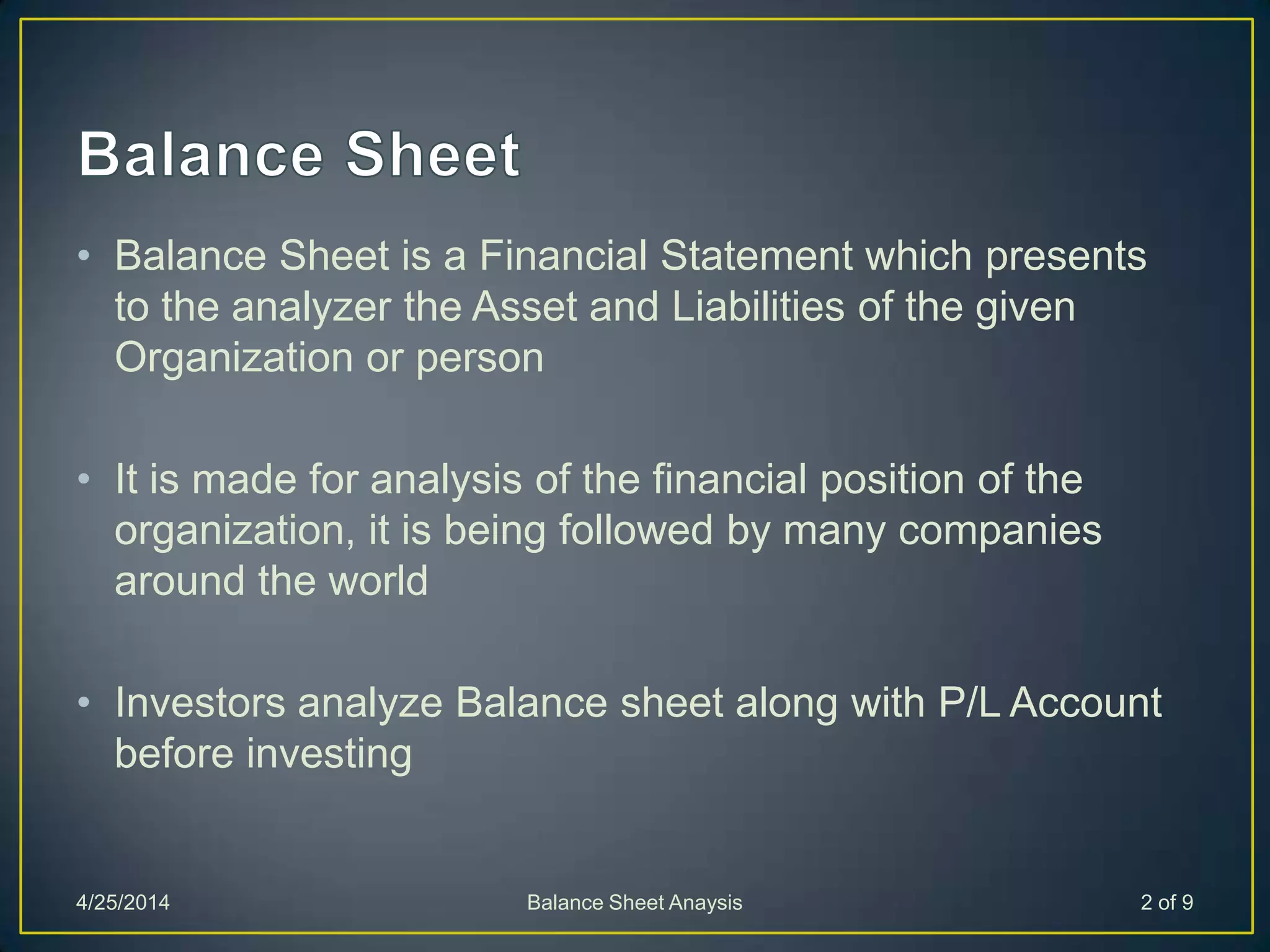 Balance sheet analysis | PPTX