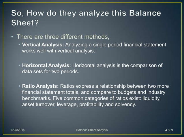 Balance sheet analysis | PPTX