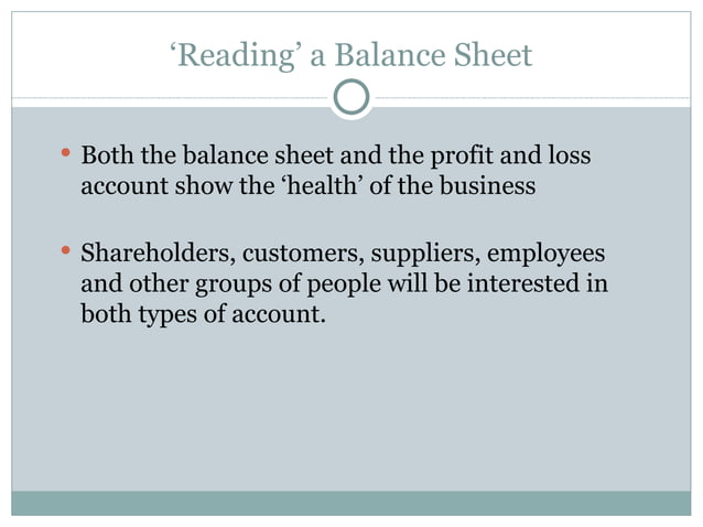 The Balance Sheet | PPT | Stocks and Bonds | Personal Investing