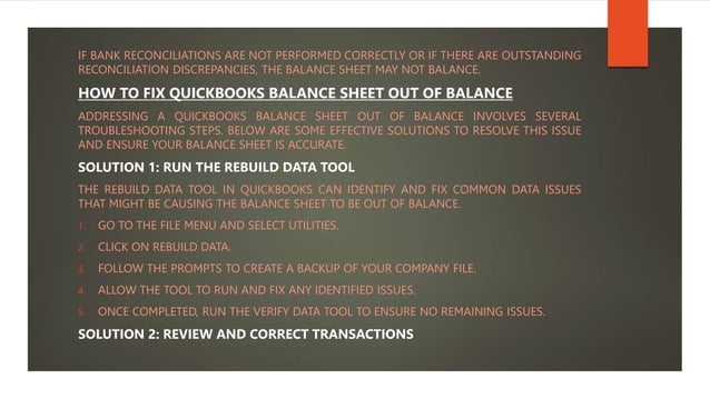 Fixing QuickBooks Balance Sheet Out of Balance: Essential Guide | PPTX ...