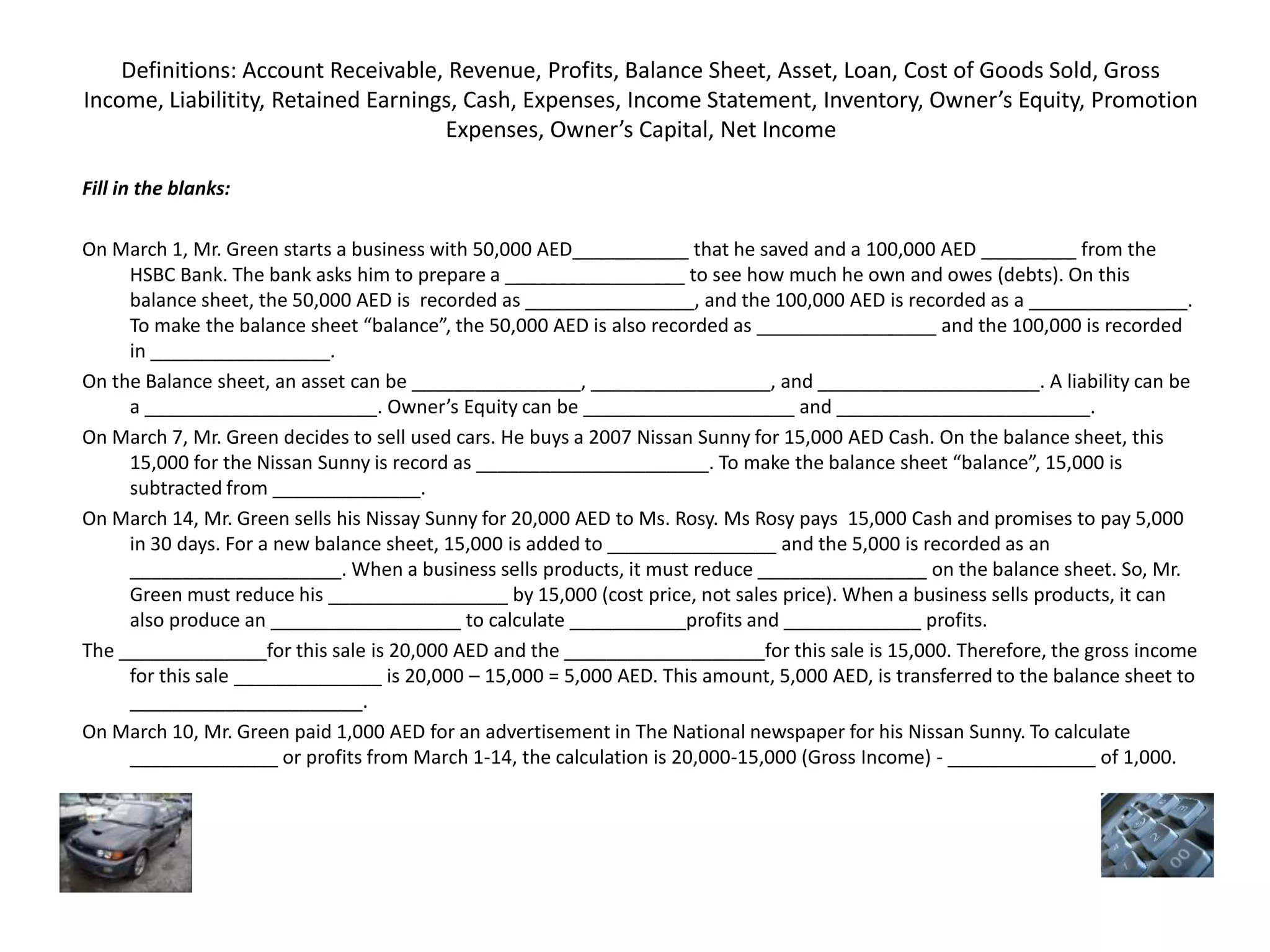 Balance sheets and income statements student | PPTX