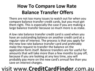 Balance transfer credit cards guide | PPT