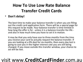Balance transfer credit cards guide | PPT