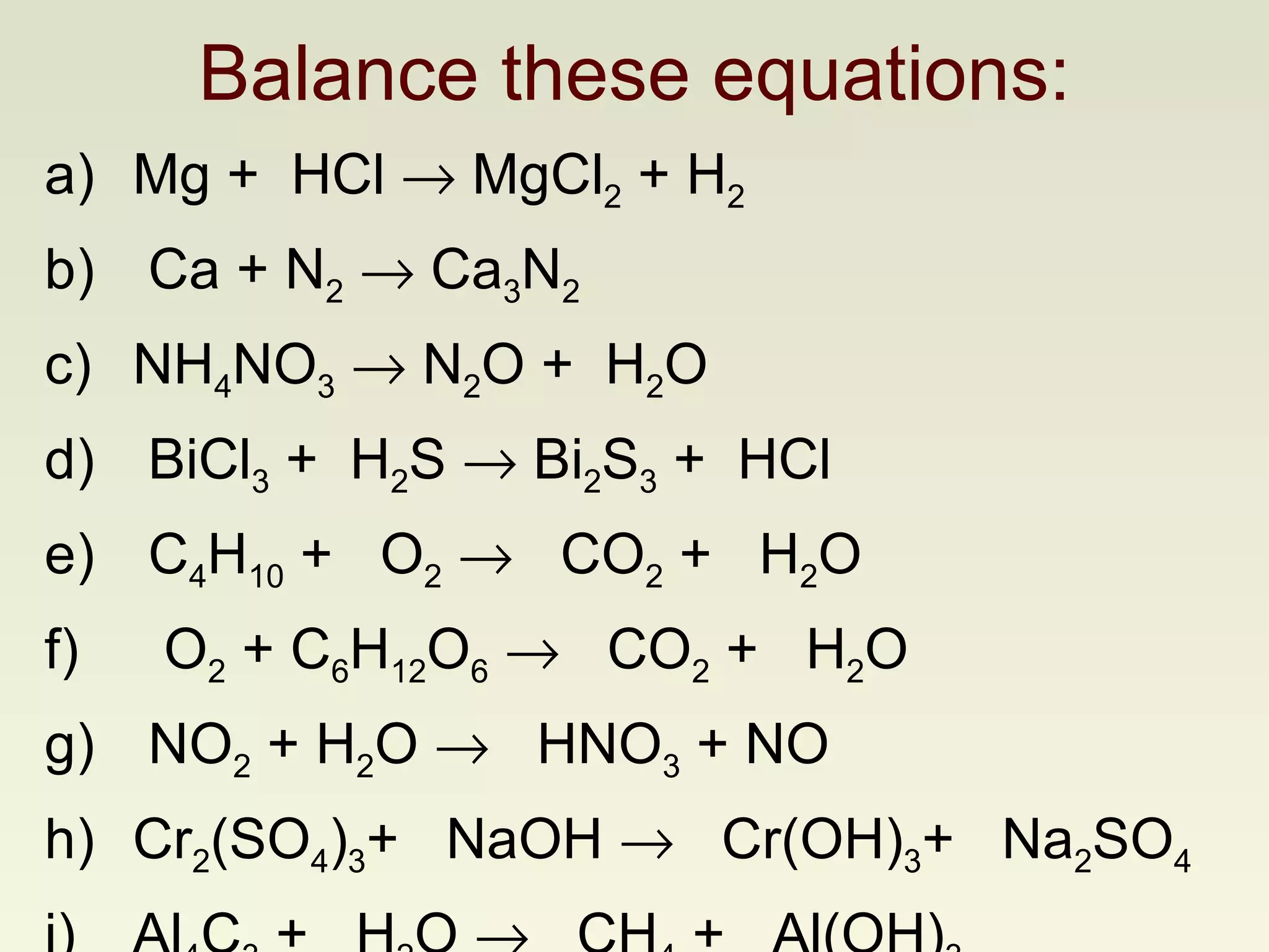 Balancing Equations | PPT | Chemistry | Science