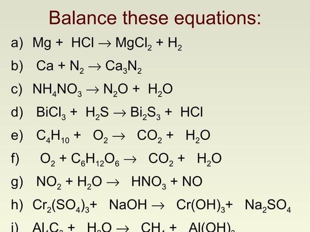 Balancing Equations | PPT | Chemistry | Science