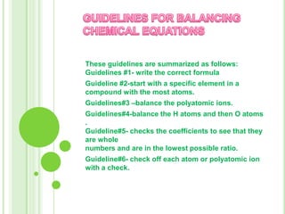 Balancing chemical equations | PPTX