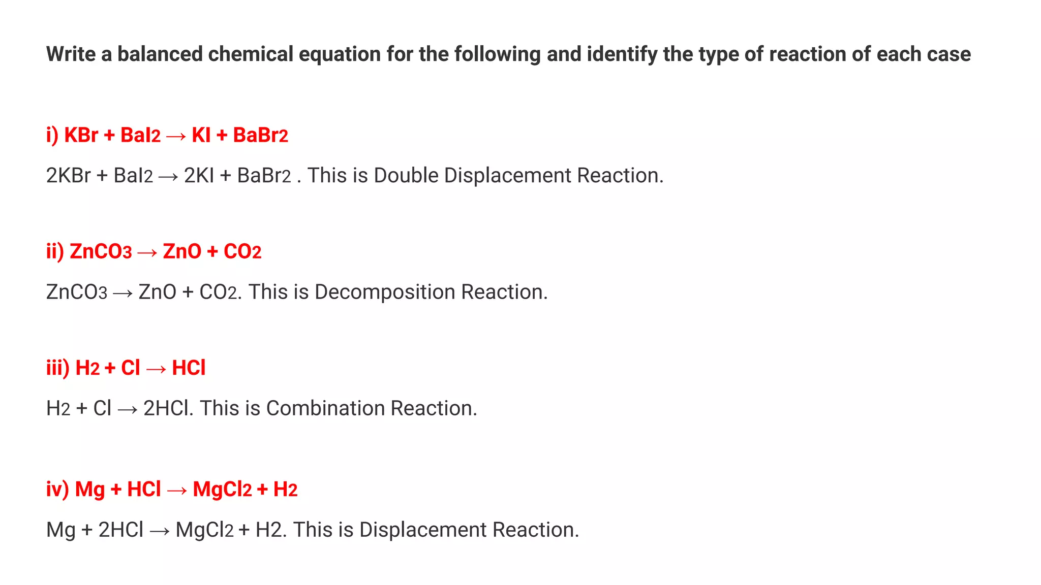 Balancing chemical equations - NCERT textbook question of exercise ...