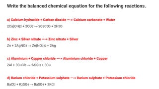 Balancing chemical equations - NCERT textbook question of exercise | PPTX