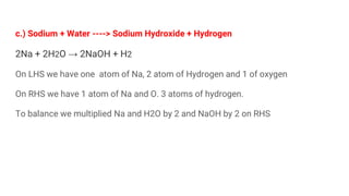 Balancing chemical equations - NCERT textbook question of exercise | PPTX
