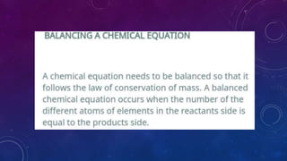 Balancing chemical equations | PPTX