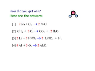 BalancingChemical Equations and Law of Conservation of Mass | PPT
