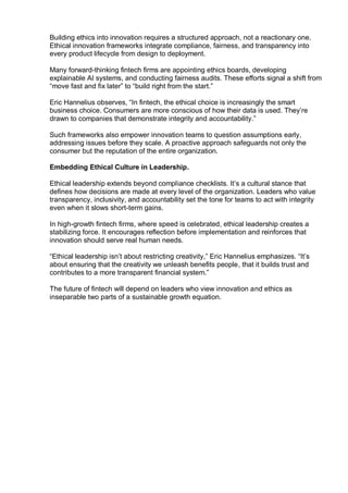 Balancing Innovation and Ethical Responsibility in Fintech Leadership ...