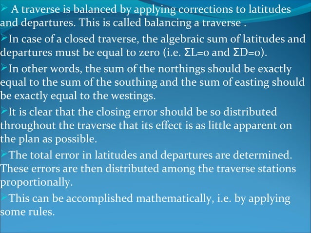 Balancing of traverse | PPT