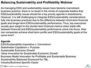 Balancing Sustainability and Profitability | PPTX