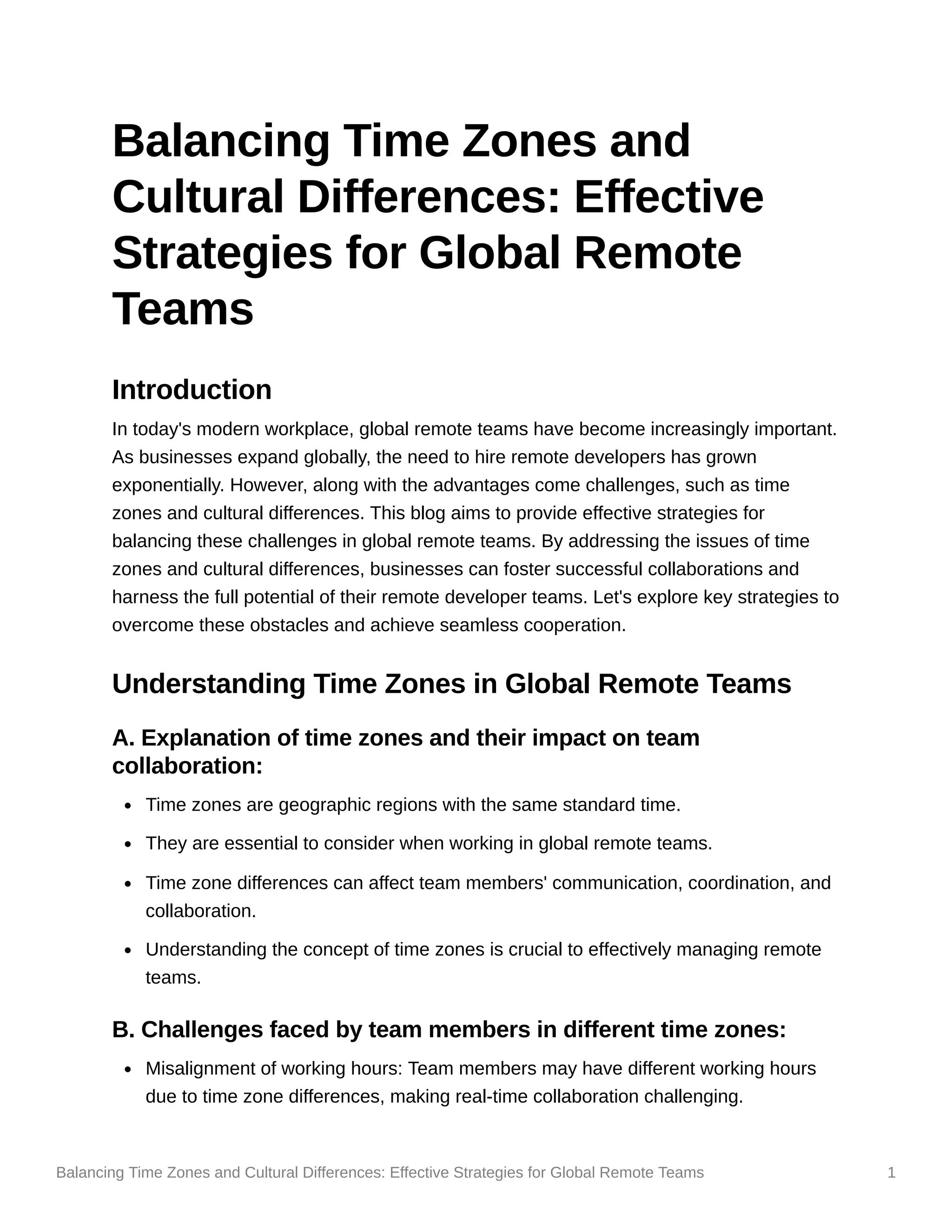 Balancing Time Zones and Cultural Differences: Effective Strategies for ...