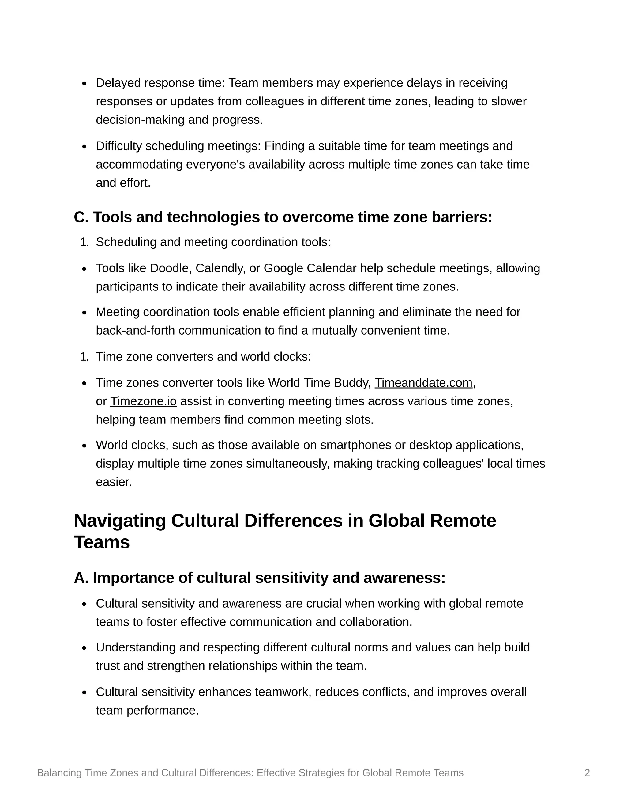 Balancing Time Zones and Cultural Differences: Effective Strategies for Global Remote Teams | PDF